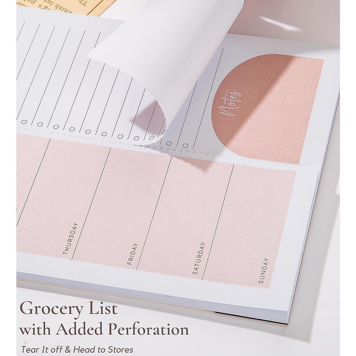 Weekly Meal Planner and Grocery List Magnetic 6x9 Inch Notepad with 52 Tear-Off Sheets - Perfect Meal Planner Notebook for Your Fridge