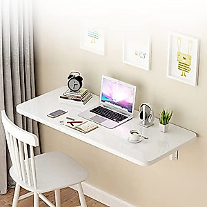 Wall Mounted Floating Desk, Fold Down Wall Mount Desk Fold Away Desk, Multifunctional Wall Mounted Computer Desk for Space Saving (Color : White, Size : L100xW60cm/L39xW24in)
