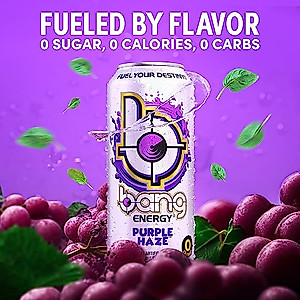 Bang Energy Purple Haze, Sugar-Free Energy Drink, 16 Ounce (Pack of 12)