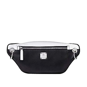 MCM Women's Black/White Contrast Leather Mini Crossbody Chain Bag MWR9ACL12WT001