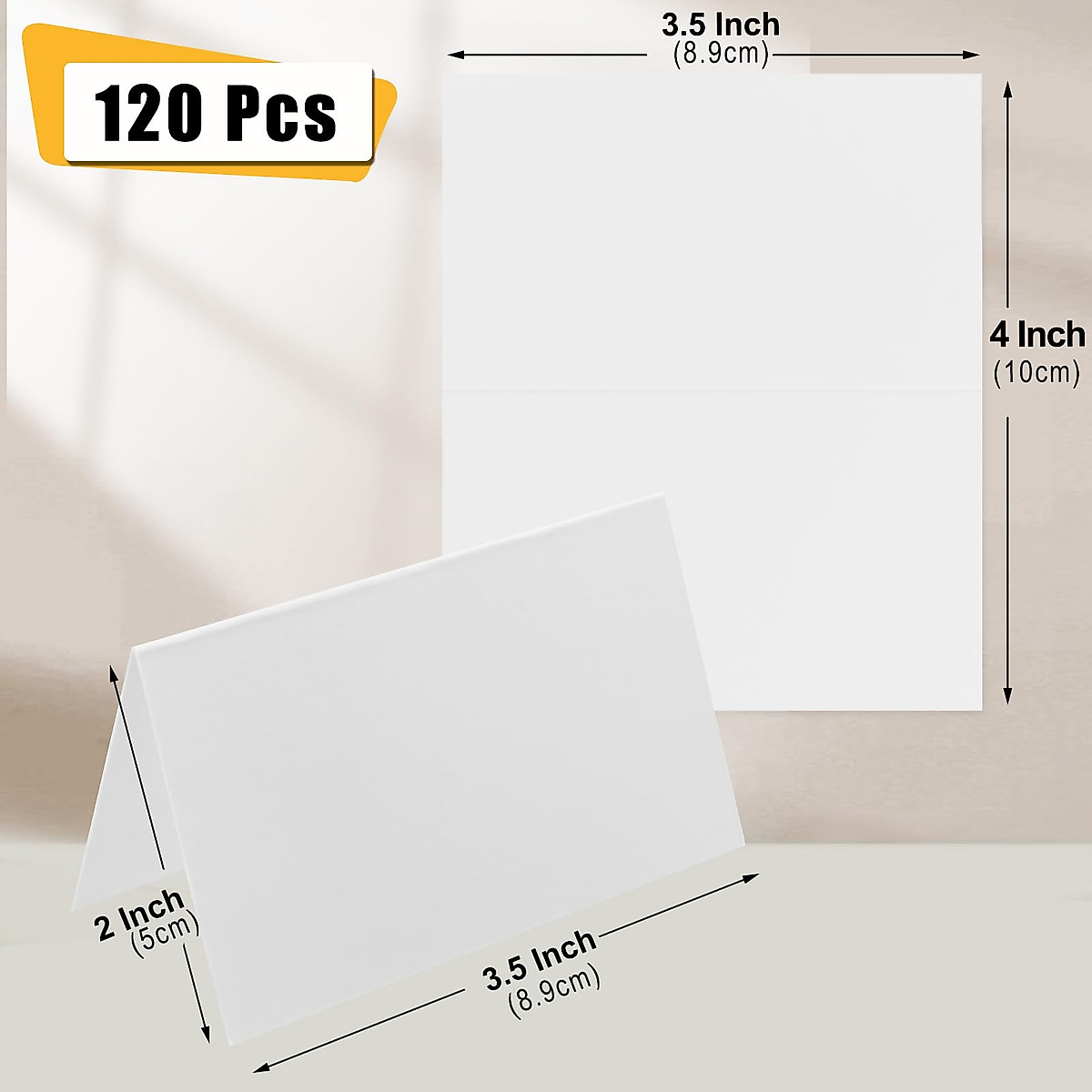 120 Pcs Blank Place Cards for Table Seting - Name Cards White, Table Place Cards for Dining, Party, Wedding, Tent Cards Fold 3.5×2 Inches