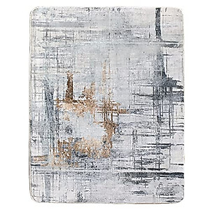 Calore Rugs Mordern Soft Abstract Distressed Area Rugs for Living Room/Bedroom/Dining Room,Medium Pile Carpet Floor Mat (3.9 x 5.2 ft, Gray/Green)
