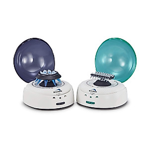 Scilogex EZee Mini Centrifuge for 0.2/0.5/1.5/2.0mL Tubes & PCR8 Strips, Max Speed 7,000 RPM, 2 Year Warranty, Great for Desktop/Benchtop/Laboratory, Blue Lid