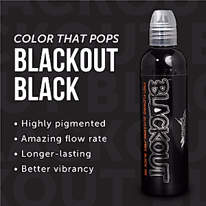 World Famous Tattoo Ink, Blackout Black Tattoo Ink - Professional Tattoo Ink with High Pigment Content - Skin-Safe Ink in Bold Shades - Vegan & Non-Toxic (8 oz)