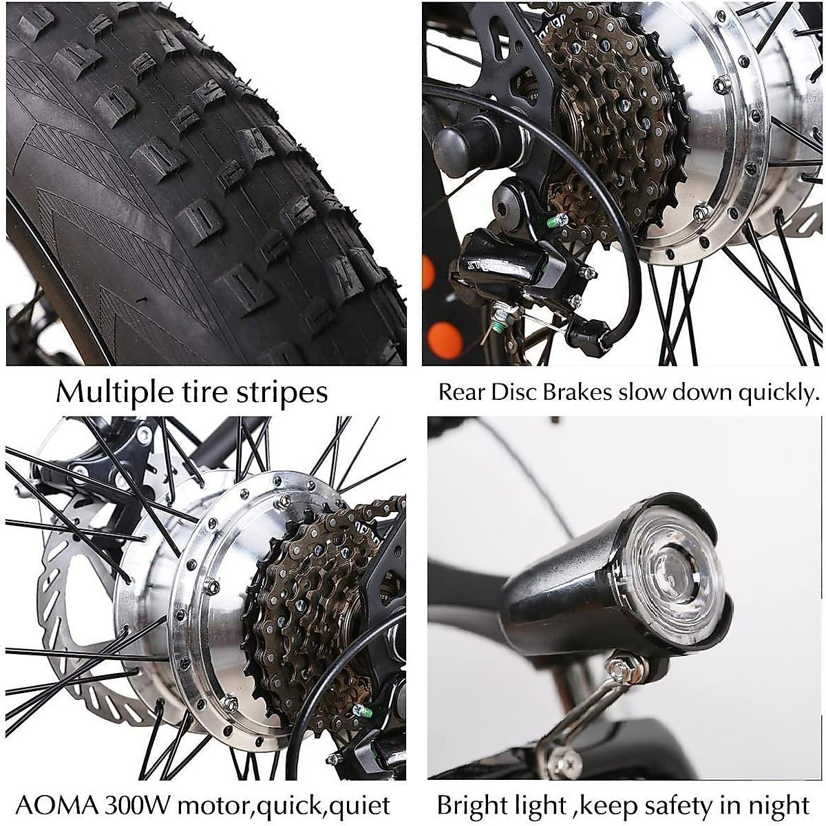 NAKTO Electric Bike Fat Tire 350W 26" Electric Mountain Bicycles for Adults, 36V10AH Removable Lithium Battery Ebike, Mountain/Beach/Snow/City Commute Ebike 6 Speed Gear,Dual Disc Brake E-Bikes