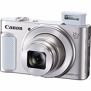 Canon PowerShot SX620 HS Digital Camera (Silver) (1074C001) + 64GB Memory Card + 2 x NB13L Battery + Corel Photo Software + Charger + Card Reader + LED Light + Soft Bag + More (Renewed)