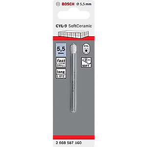 Bosch Professional 1x CYL-9 SoftCeramic Tile Drill Bit (for soft ceramic tiles, Ø 5,5 x 70 mm, Accessories drill driver)