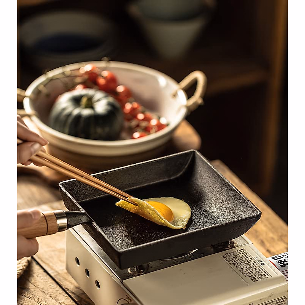 Rong Tian X Tamagoyaki Japanese Omelette Pre-Seasoned Mini Skillets Wooden Handle 9×7 Inch
