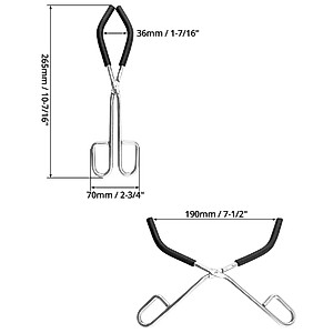 QWORK Beaker Tongs, 2 Pack, Chrome-Plated Iron, Rubber Coated Ends, for 50mL - 2000mL Capacity Beaker