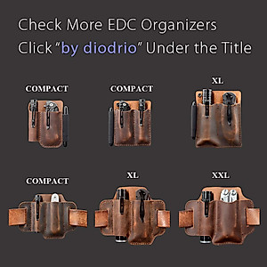 diodrio EDC Leather Strap Keychain, Belt Clip Key Ring Fob Holder, Black. 2 per Pack.