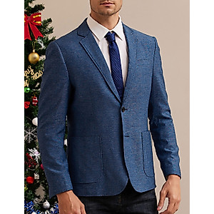 Mens Casula Sport Coat Casual Blazer One Button Business Suit Jacket for Wedding Bridegroom Tuxedos Denim Blue XL