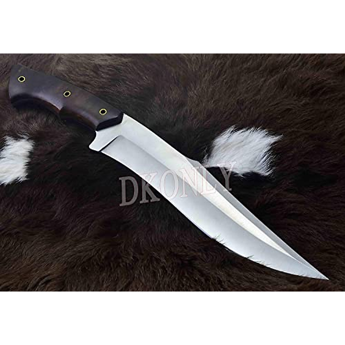 DKONLY-BLADES USA: 15" Custom Handmade D2 Steel Full Tang Hunting Almogovar Camp Knife with Rose Wood Handle & Leather Sheath (AM76)
