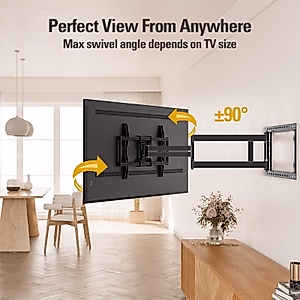 Mounting Dream Long Arm TV Wall Mount for Most 42-90 Inch TV, 40 Inch Extension TV Mount Swivel and Tilt, Full Motion Mount Fits Max VESA 800x400mm, 150 lbs. Loading, 16”,18”, 24” Studs