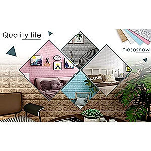 Sodeno 3D Wall Panels Peel and Stick, 14.5 Sq Ft Coverage,Printable Faux Brick Wallpaper Sticker with Self-Adhesive Waterproof Foam for Interior Wall Decor, Bathroom, Home Decoration (10 Pcs) (White)