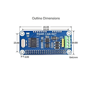RS485 CAN HAT for Raspberry Pi 4 3/2/1 Model B B+ A+, Onboard CAN Controller MCP2515 via SPI Interface, Transceiver SN65HVD230 and SP3485, Allow Long-Distance Communication via RS485/CAN Function