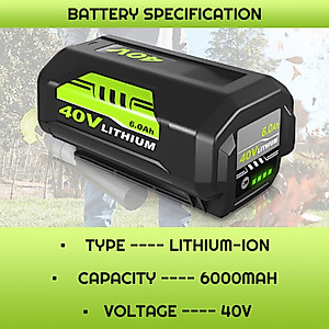 Forrat 6000mAh 40 Volt Lithium-ion Battery Replacement for Ryobi 40V Battery Compatible with Ryobi 40V Battery 6AH OP40601 OP4026A OP4040 OP4030 OP4050 OP4050A OP4015 Cordless Tools Battery (Green)