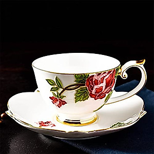 JYDBRT 15pc Set, Flower Embossed Porcelain Coffee Pot Cup Set, Dish Crown Design Dish, Palace Cup Set, Vintage Tea Party