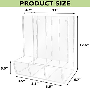 Montex Acrylic Wall Toy Dispenser, Play Room Organization Acrylic Wall Organizer Clear Hanging Organizer for Kid's Playroom, Blocks, Cars, Snacks (Three Compartment)