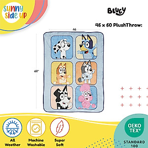 Bluey & Friends Plush Throw Blanket - Measures 46 x 60 Inches - Super Soft & Cozy Fleece Kids Bedding