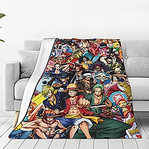 Japanese Anime Cartoon Straw Hat Pirates Throw Blanket Flannel Soft Cozy Warm Lightweight Blanket for Home Bedding Living Room Sofa Couch Bedroom Decor Bed Blanket 40X50