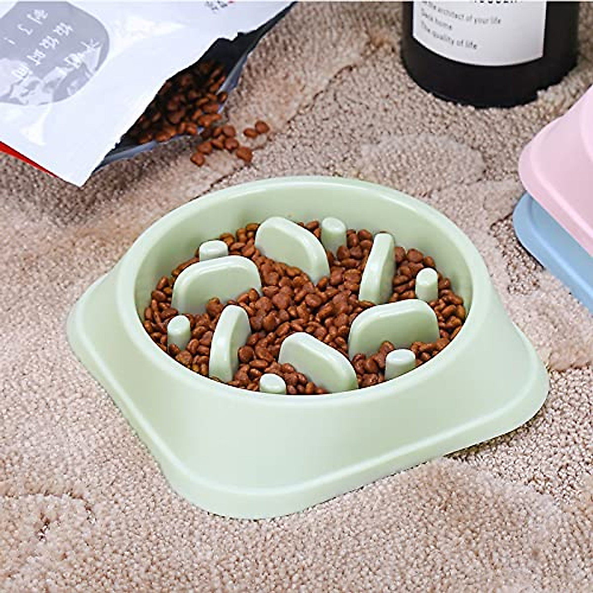 FUUIE Bowls for Food and Water Portable Dog Bowl Anti Choke Dog Feeding Food Bowls Puppy Slow Eating Dog Cat Bowls Feeder Dish Pet Bowl Pet Product Supplies (Color : Blue)