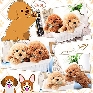 2 Pcs Plush Stuffed Golden Poodle Dog Plush Animals Soft Toy Stuffed Puppy Adorable Plush Puppy Toys for Preschool Birthday Party Supplies (Toy Poodle, 10.6 Inch)