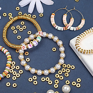 1500pcs 6mm Gold Flat Round Spacer Beads Disc Loose Jewelry Making Beads for DIY Bracelet Necklace Earring Craft Supplies