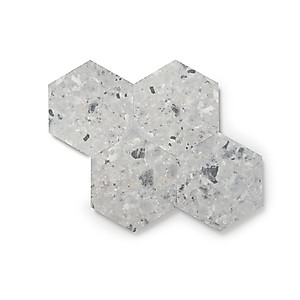 Lucida Surfaces Luxury Vinyl Floor Tiles | Glue Down Adhesive Flooring | 25 Marble and Wood Look Hexagon Shaped Tiles | MosaiCore | 12.25 Sq. Feet