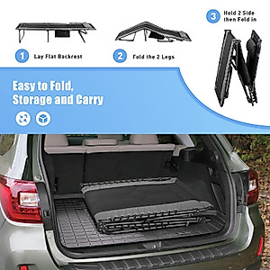 Flamaker Folding Chaise Lounge Outdoor Portable Lounge Chairs 4-Position Adjustable Camping Lounge Chair with Pillow & Side Bag Lightweight Recliner Sunbathing Chair for Pool Beach Deck (Grey)