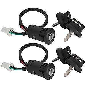 WATODAY 4 Wires Ignition Key Switch with Dust Cap, Chinese ATV for 50cc 70cc 90cc 110cc 150cc 200cc 250cc SUNL Chinese Quad 4 Wheeler 125cc Dirt Bike Scooter Pack of 2
