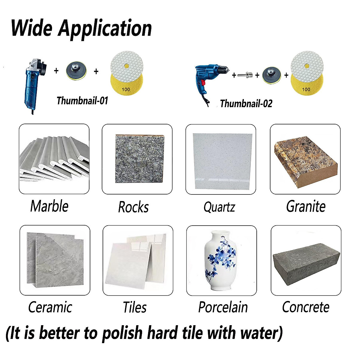 4 Inch Dry Diamond Polishing Pads, 11PCS Wet/Dry Granite Stone Buffing Pad Kit for Marble Concrete Countertop Quartz Tiles, 50-3000 Grit High Temperature Resistance Sand Pad for Drill Grinder Polisher