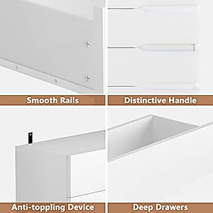 AWQM 4 Drawer Dressers for Bedroom, Set of 2, Wood Chest of Drawers, White Nightstand with Drawers, File Storage Cabinet for Bedroom, Office, Living Room (White)