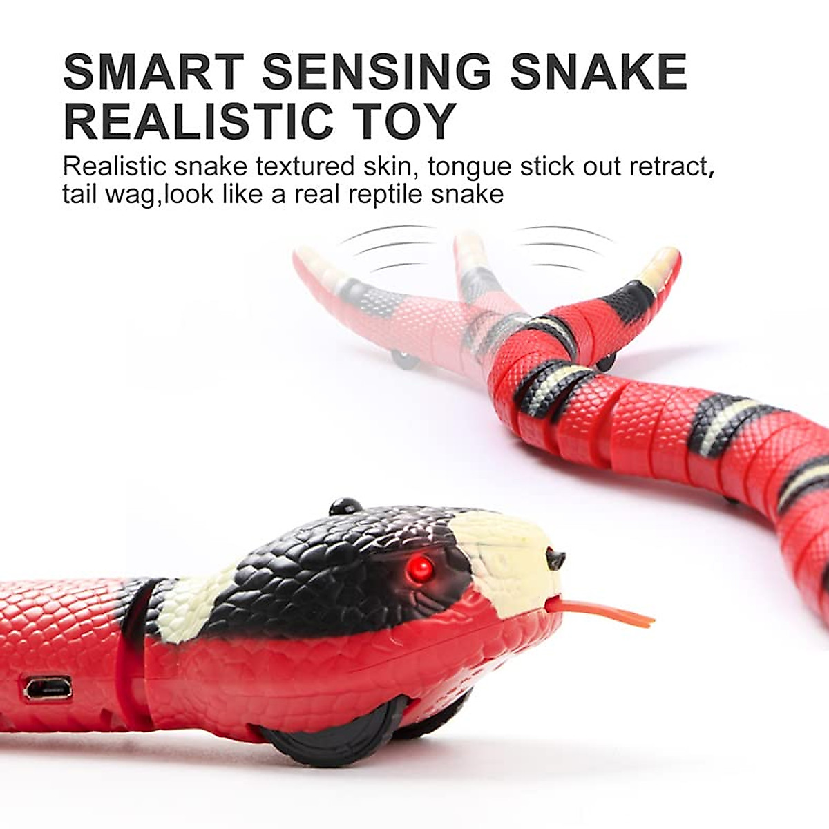 AMCHSURI Electric Snake Toy, Smart Sensing Snake Cat Toy with USB Rechargeable Snake Toy for Cats Snake Toy That Moves Snake Toy for Cat 40cm