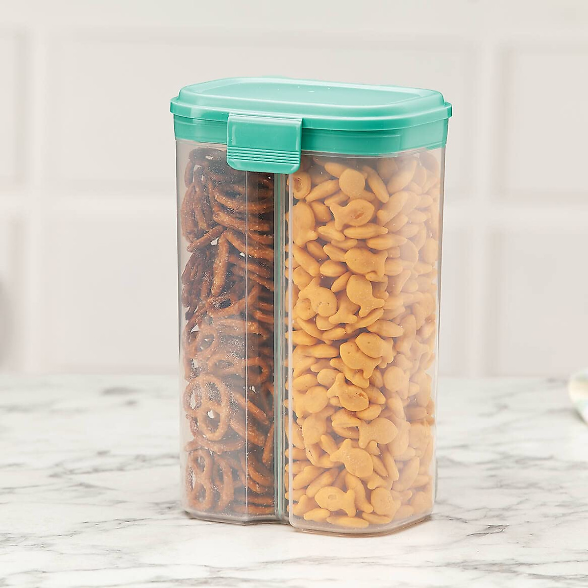 2 Section Dry Food Container, Crafted With 100% BPA-Free Polypropylene, Food Storage - Measures 6" Wide x 4" Deep x 9 1/2" High, by Chef's Pride