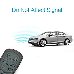 MECHCOS Compatible with 2015-2018 Cadillac Escalade Leather Remote Key fob Cover Leather fit for Cadillac Escalade Key fob case Holder only for 6 Buttons Black Color