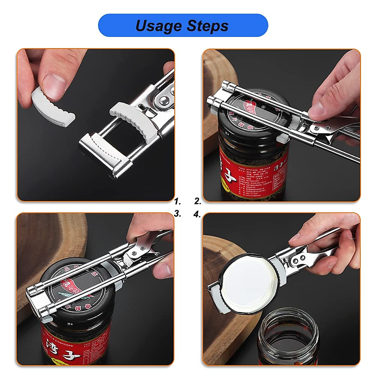 2023 Upgrade Jar Opener for Weak Hands Adjustable Can Lid Opener with Anti-slip Handle Cover & 2 Size Camping Can Opener with Key Rings Jar Lid Gripper Manual Jar Bottle Opener