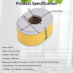 KLWZH 17210-ZE1-505 Air Filter Compatible with Honda GX160 GX200 GX140 GX212 GX225 Engine 5.5HP 6.5HP 7.0HP 7.5HP Engine OEM Air Cleaner and More, for Honda 17210-ZE1-820, 17210-ZE1-822, 17210-ZE1-517