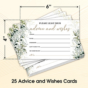 WwongxianB Set of 25 Eucalyptus Greenery Advice and Wishes Cards - Words of Wisdom Guest Book for Newlyweds Bridal Shower Wedding Retirement Grad Fill in Style Invites Cards -001