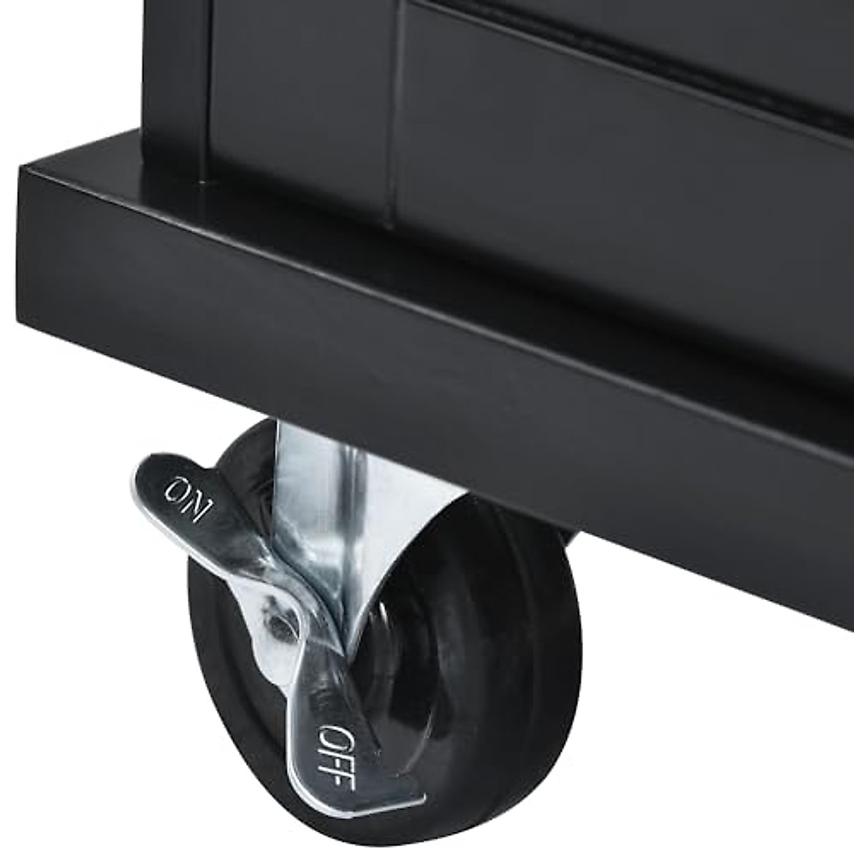 GLANZEND Utility Cabinet Carts on Lockable Wheel with Solid Wood Desktop, 50.8 Inch, Black