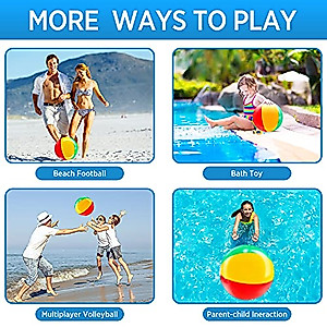 4 Pieces Beach Balls for Kids Inflatable Beach Balls Large Rainbow Pool Toys Swimming Pool Party Ball for Summer Beach Water Play Toy, Pool and Party Favor (10 Inch)