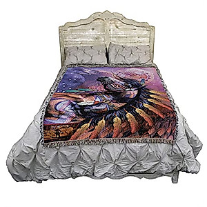 Pure Country Weavers Shaman Blanket by Laurie Prindle - Native American - Horse Lover Gift Tapestry Throw Woven from Cotton - Made in The USA (72x54)