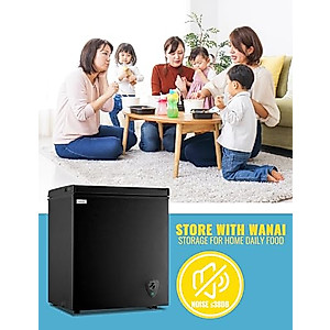 Chest Freezer 5.0 Cubic Feet Small Black Deep Freezers WANAI Mini Compact Home Machine 7 Thermostat Removable Basket Garage Dorm Apartment Kitchen Business