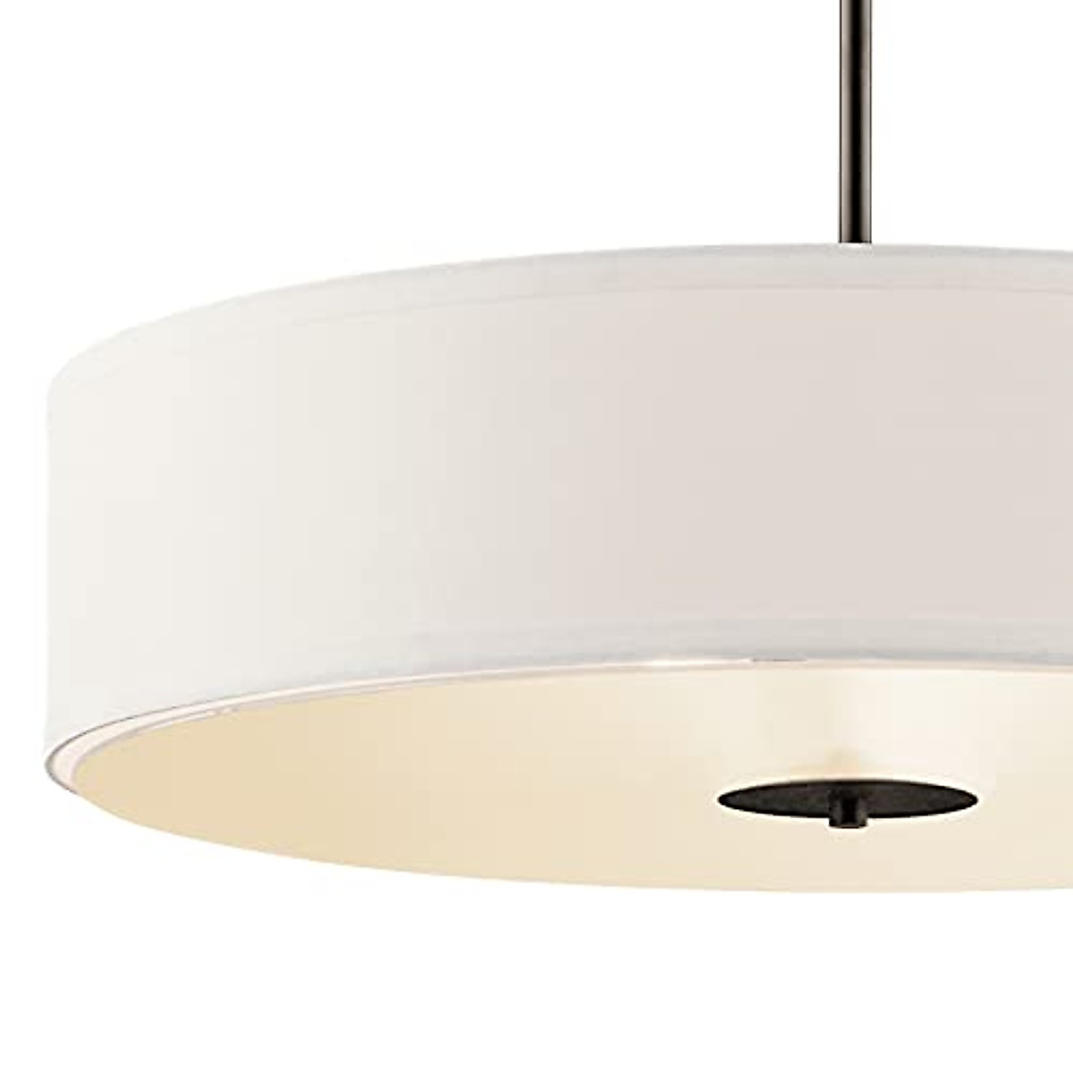 Kichler Convertible 24" 3-Light Pendant and Semi Flush Mount Fixture in Olde Bronze, Traditional Ceiling Light with White Microfiber Shade for Kitchen, Bedroom, or Hallway, (24" W, 6" H), 42122OZ