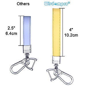 Wisdompro Genuine Leather Car Keychain, Universal Heavy Duty Leather Key FOB Keychain Key Chains Women for Car Keys, 360 Degree Rotation, with Anti-lost D-ring and 3 Keyrings - Yellow