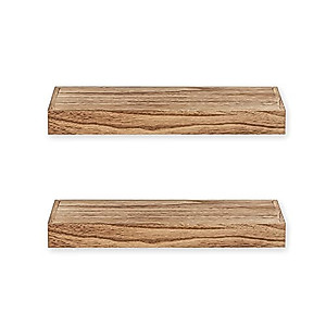 NIUBEST Floating Shelves, 16 Inch Farmhouse Wall Shelves, Rustic Wooden Wall Mounted Shelves for Bathroom,Living Room,Bedroom,Kitchen,Office Decor Set of 2, Carbonized Black