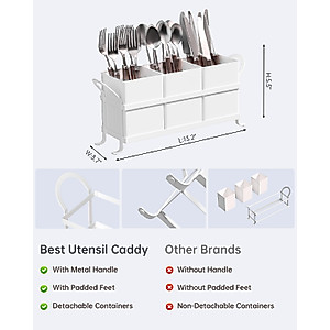 GaryVault White Kitchen Utensil Holder - Chic Silverware Holder for Party, Compact and Versatile Utensil Caddy, Ideal for Countertop and Party Use