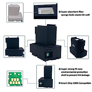 LiTuhorse T04D1 T04D100 Ink Maintenance Box for ET-15000 ET-4750 ET-4760 ET-3750 ET-3760 ET-2760 ET-3700 ET-3710 ET-3830 ET-3850 ET-4850 WF-2860 ET-5170 ET-M1000 ST-3000 XP-5100 Printers 2-Pack