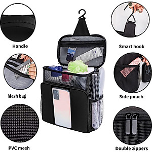 ZJSTRO Portable Shower Caddy,Dorm Room Essentials for guys girls,Hanging Toiletry Bag,College Tote Bag,Mesh Shower Caddy For Dorm,Camping,Gym,Women Men Travel Shower Bag-Black