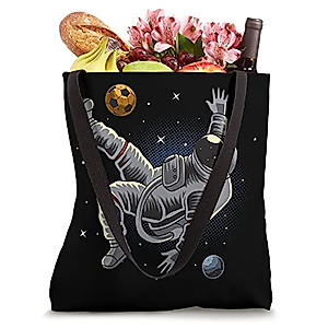 Astronaut Soccer on Space Planets Moon Stars Astronaut Tote Bag