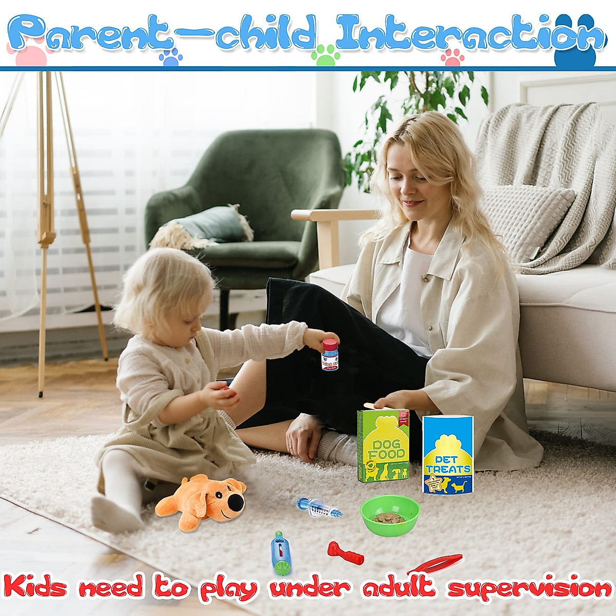 KAEGREEL Pet Care Playset, 29Pcs Kids Doctor Kit for Pet Treating Pretend Play for Girls Boys Aged 3 4 5 6 7 Years Old